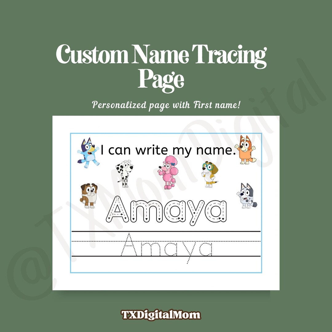 Custom Name Tracing Page, Custom Name Tracing Sheet Handwriting ...