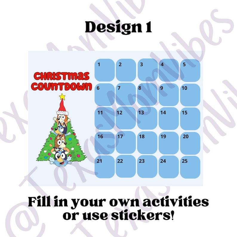Christmas Countdown Blue Dog Printable | 25 Days of Activities | Pre ...