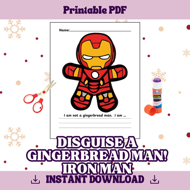 Disguise a Gingerbread Man-iron Man Template | Christmas Craft ...