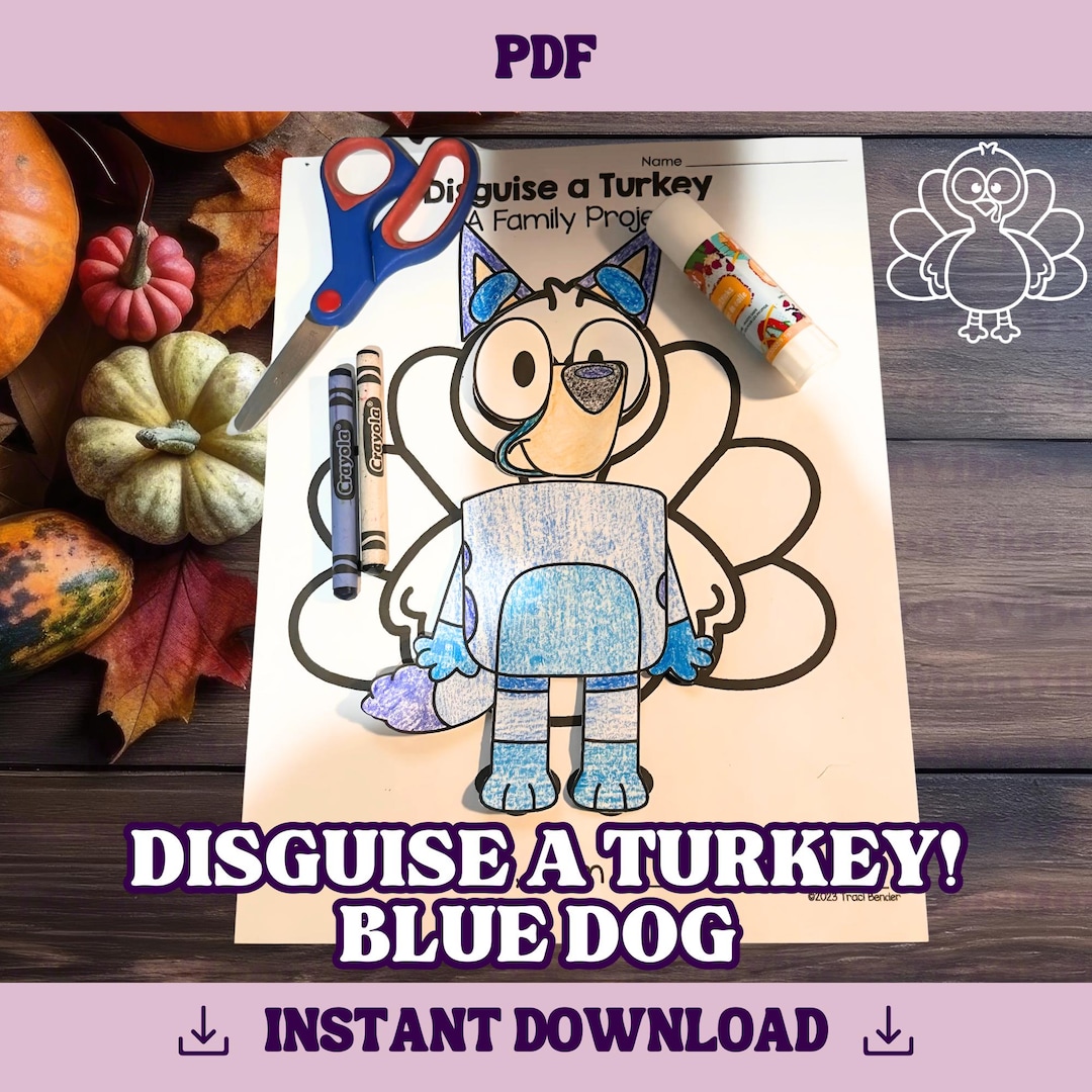 Disguise a Turkey-blue Dog Blank Template | Thanksgiving Craft ...