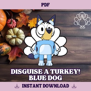 Disguise a Turkey-blue Dog Template | Thanksgiving Craft Printable ...
