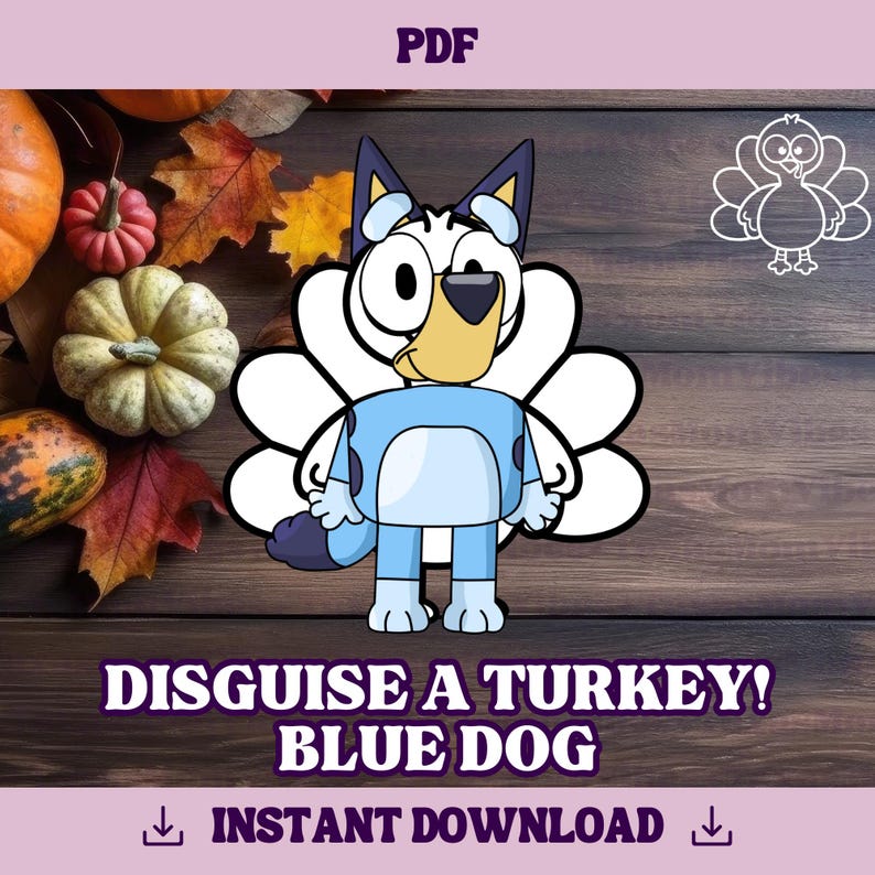Disguise a Turkey-blue Dog Template | Thanksgiving Craft Printable ...