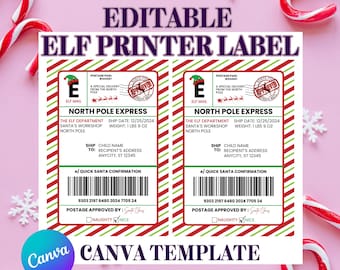Custom Elf Shipping Label | Printable Christmas Elf Label | Editable ...