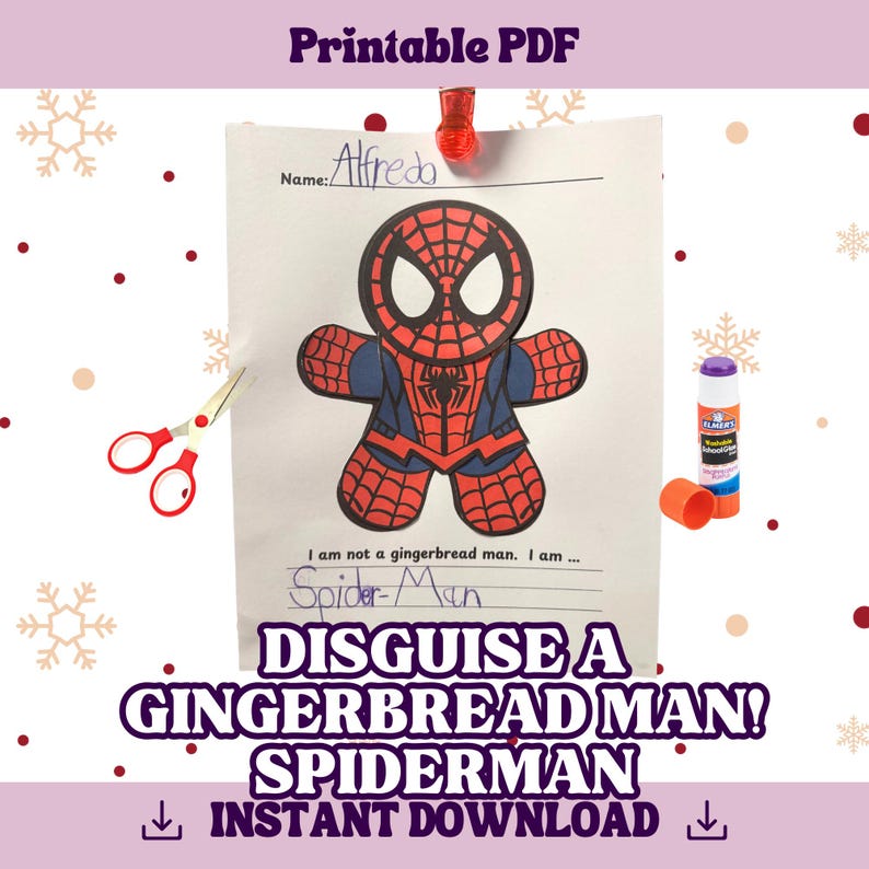 Disguise a Gingerbread Man-spiderman Template | Christmas Craft ...