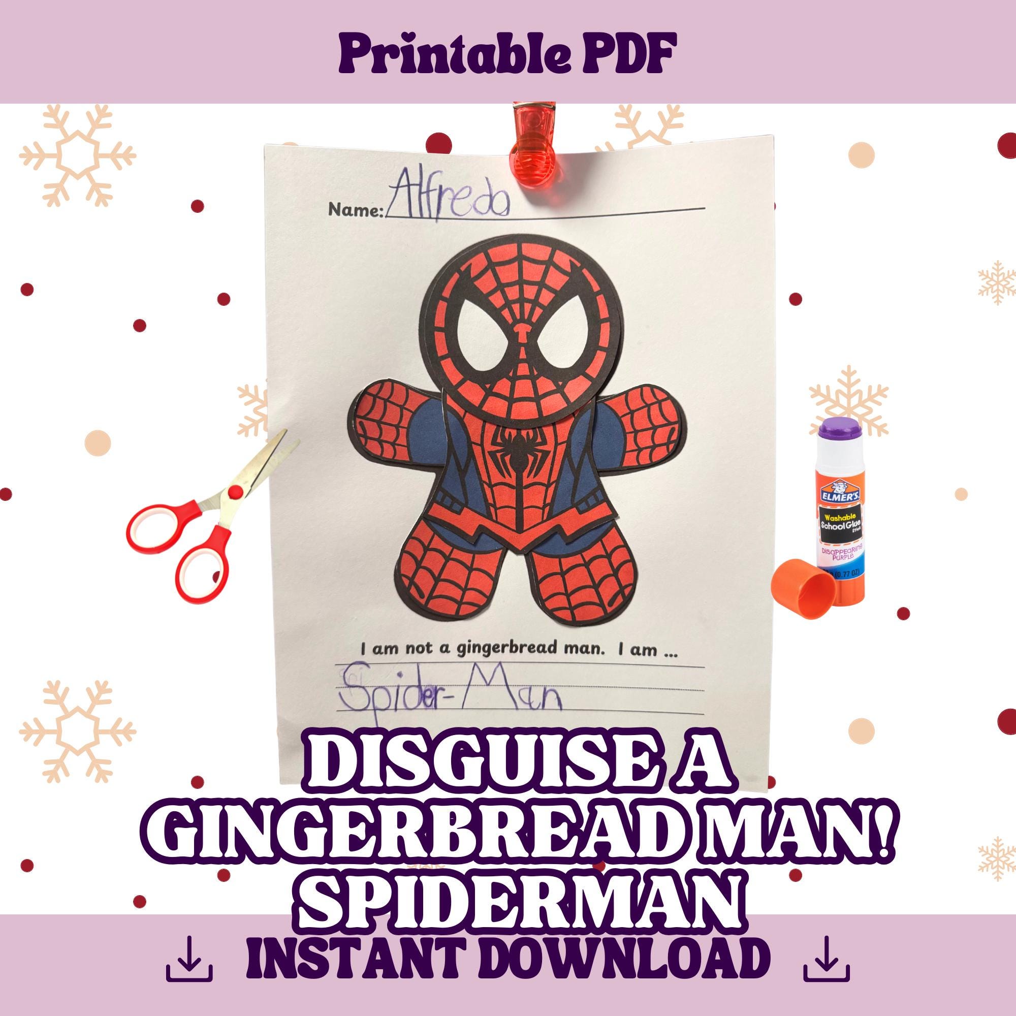 Disguise a Gingerbread Man-spiderman Template | Christmas Craft ...