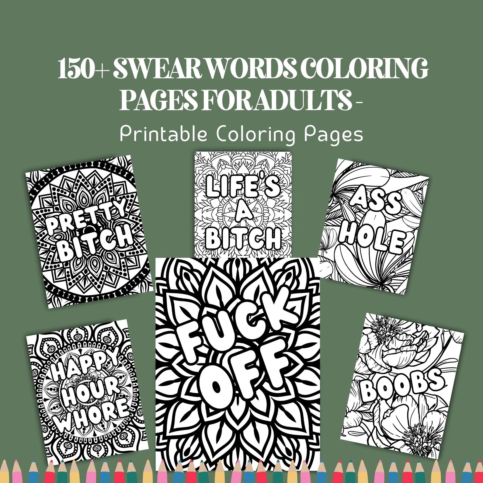 150 Swear Words Coloring Pages for Adults Printable Coloring Pages ...