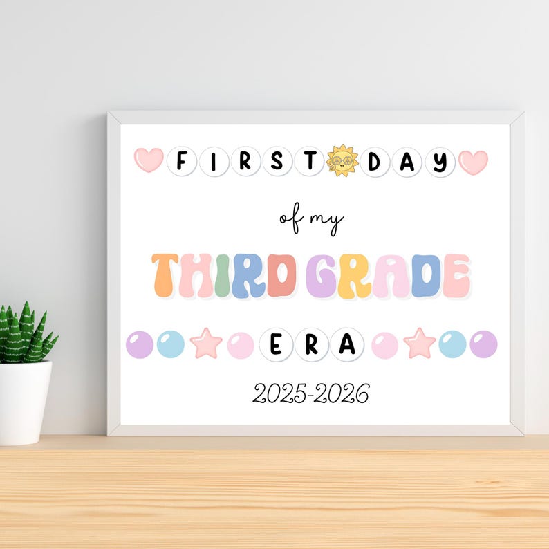First Day of My Third Grade Era Sign | 2025-2026 Printable PDF PNG ...