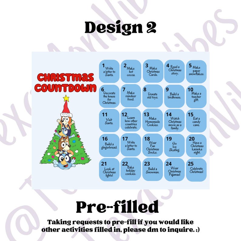 Christmas Countdown Blue Dog Printable | 25 Days of Activities | Pre ...