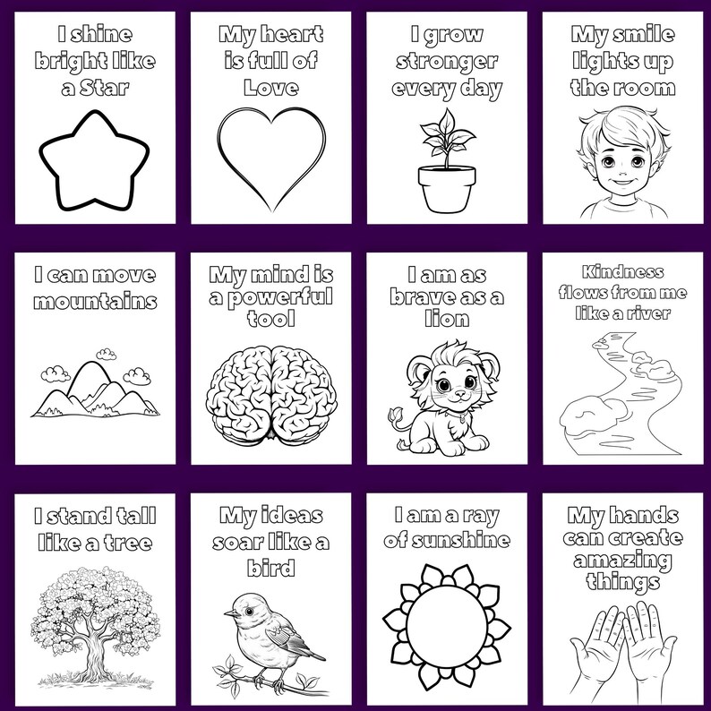 25 Positive Affirmation Coloring Pages for Kids | Printable PDF ...