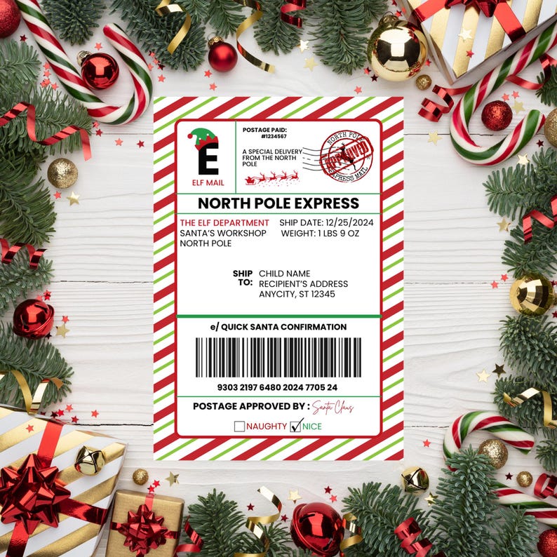 Custom Elf Shipping Label | Printable Christmas Elf Label | Editable ...