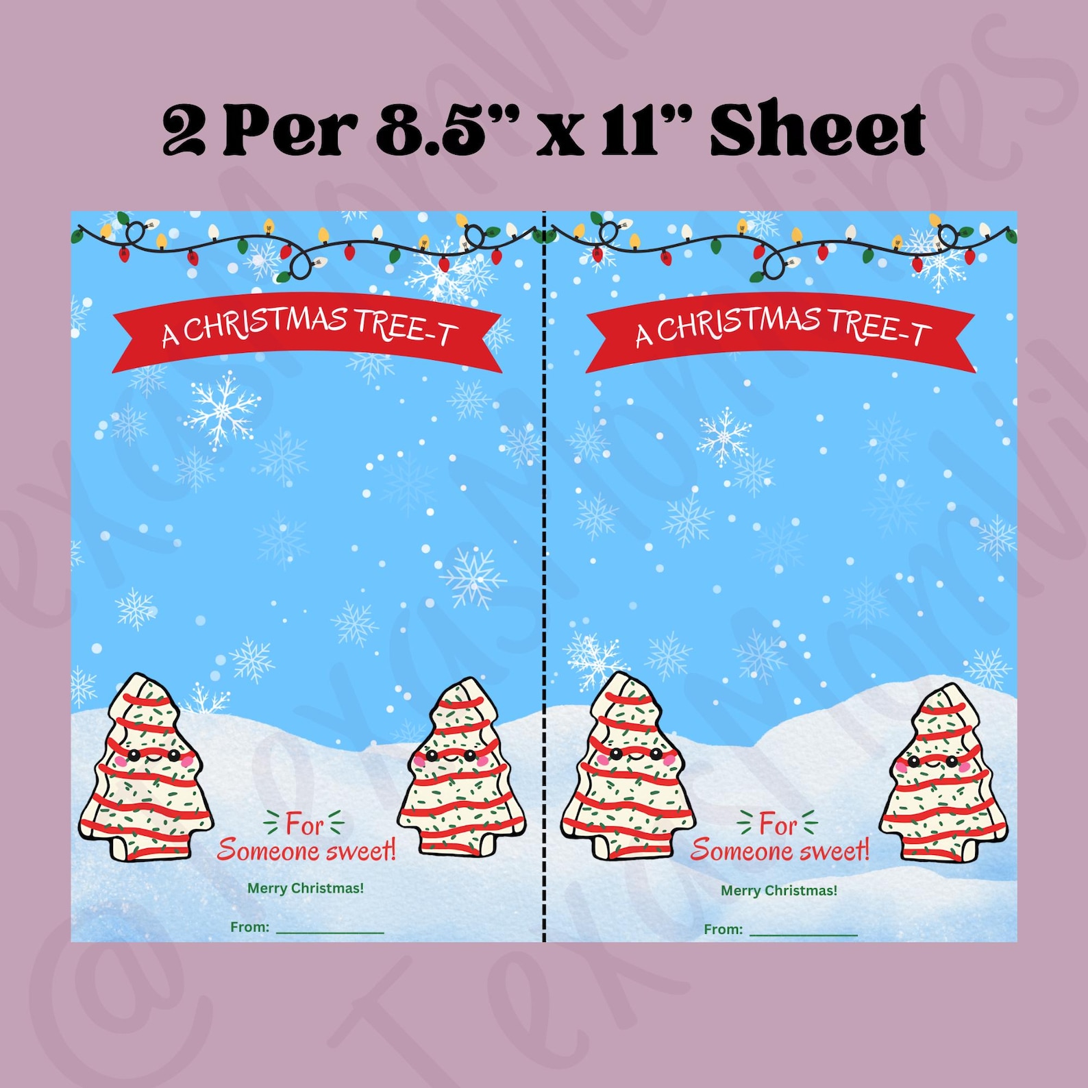 Christmas Tree Cake Gift Tag Printable, Holiday Treat Bag Tag ...