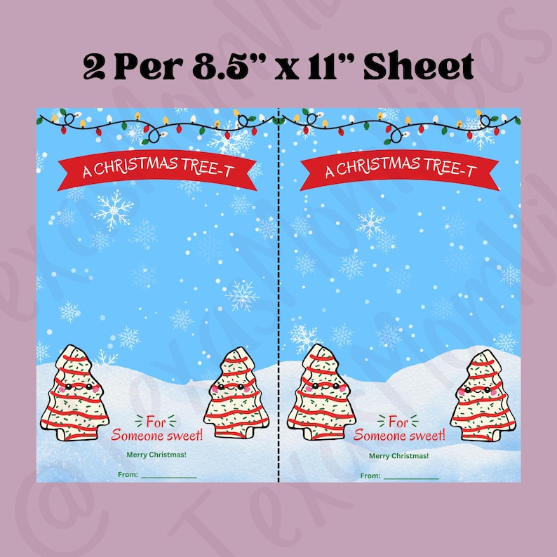 Christmas Tree Cake Gift Tag Printable, Holiday Treat Bag Tag ...