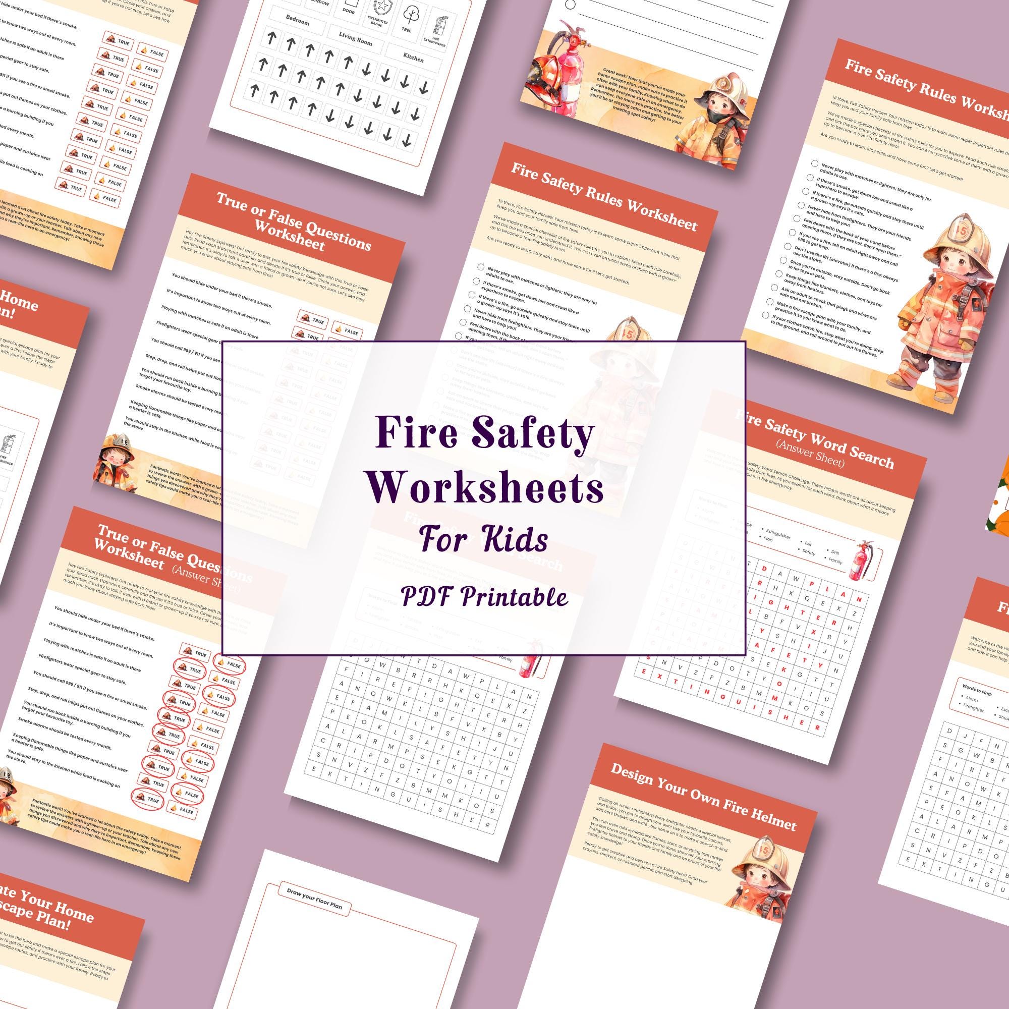 Fire Safety Worksheets Kids Fire Escape Plan Printable, Educational PDF ...