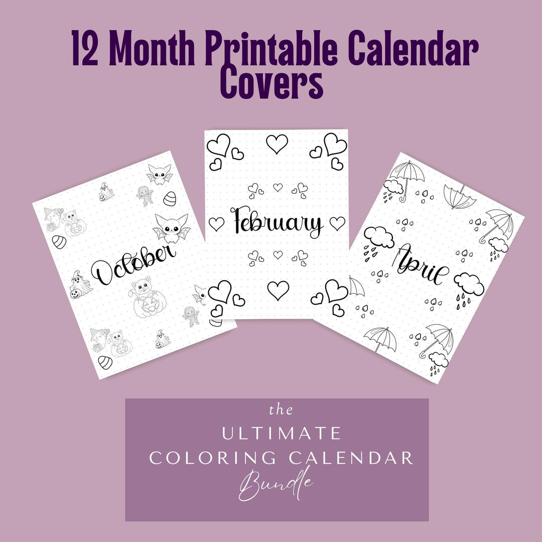 12 Monthly Planner Cover Pages Bundle Journal Printable Bujo Pre-made ...