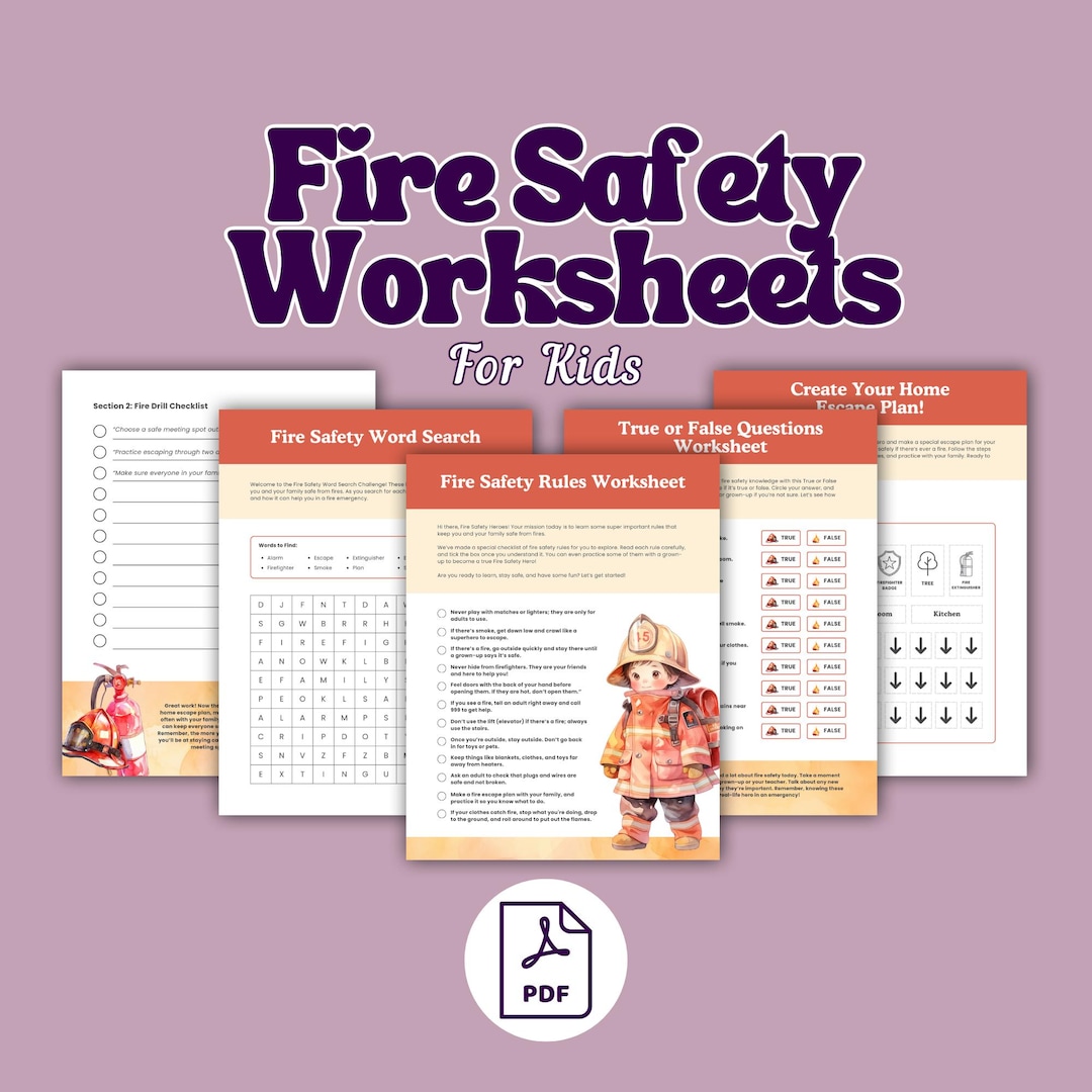 Fire Safety Worksheets Kids Fire Escape Plan Printable, Educational PDF ...