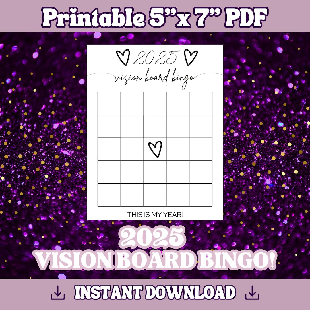 Editable 2025 Vision Board Bingo | Canva Template | Customizable New ...