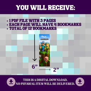 Minecraft-inspired Printable Bookmarks – Set of 12 PDF Digital ...