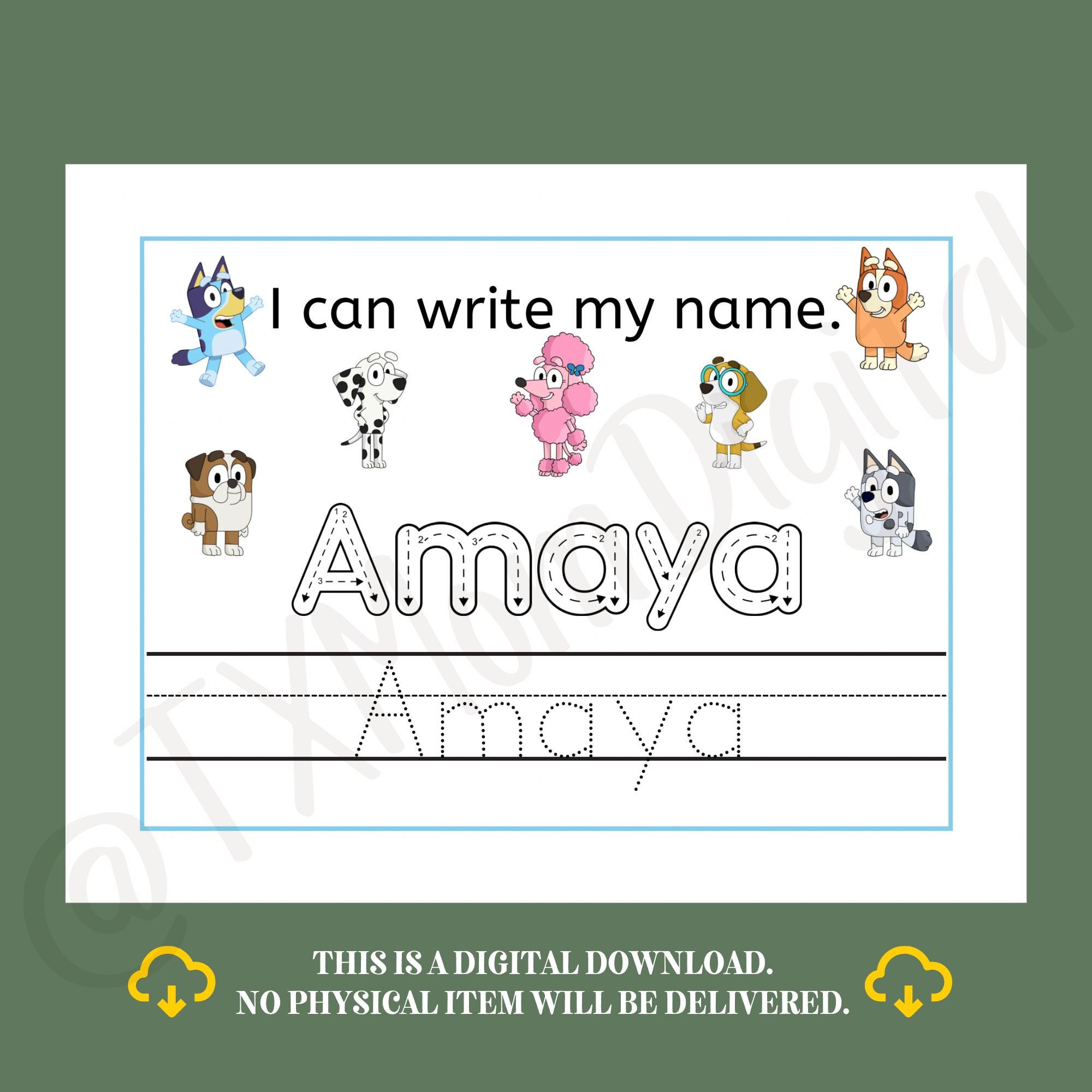 Custom Name Tracing Page, Custom Name Tracing Sheet Handwriting ...