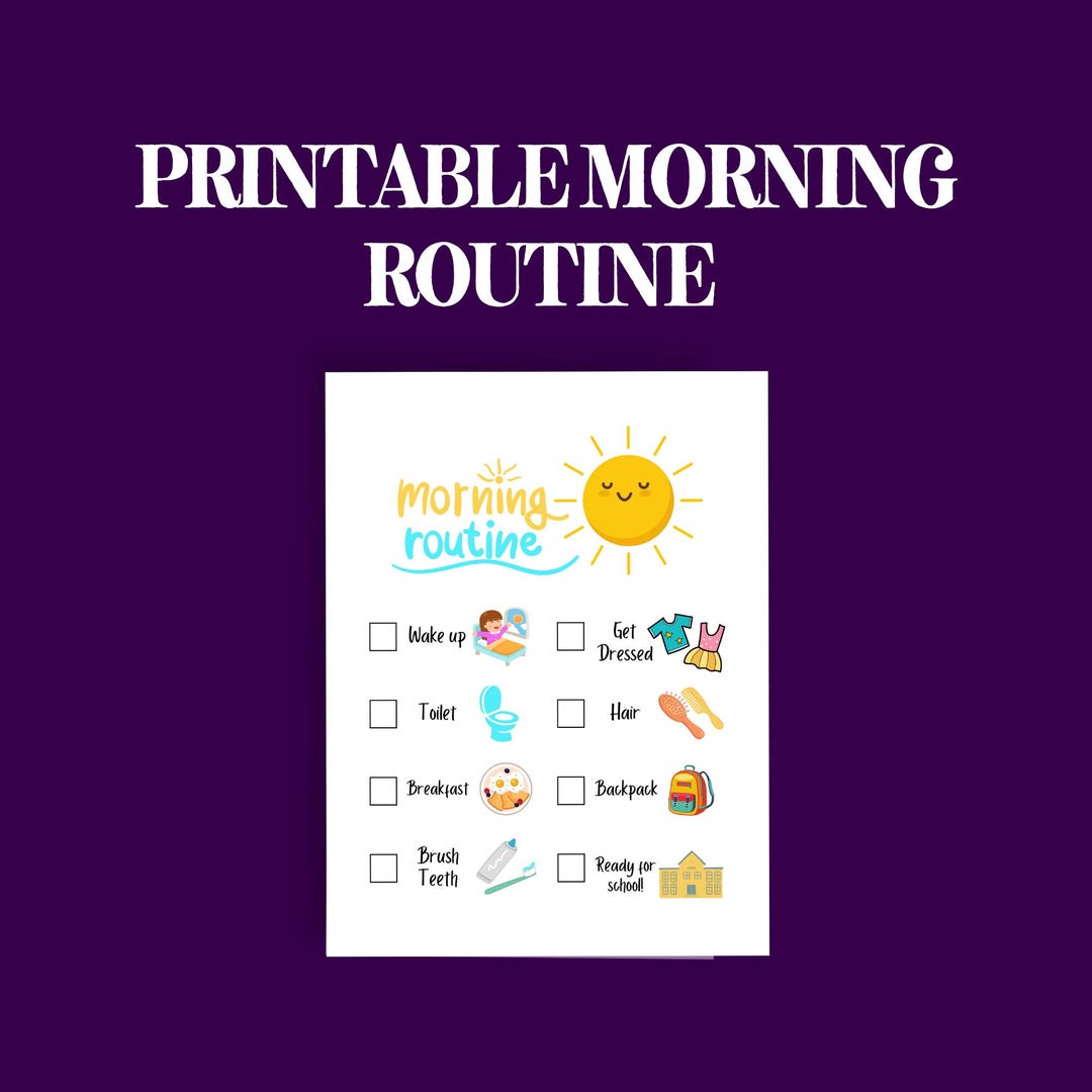 Morning Routine for Kids, Ready for School Routine Chart, Printable ...