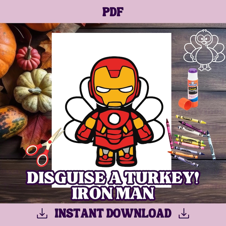 Disguise a Turkey-iron Man Template | Thanksgiving Craft Printable ...