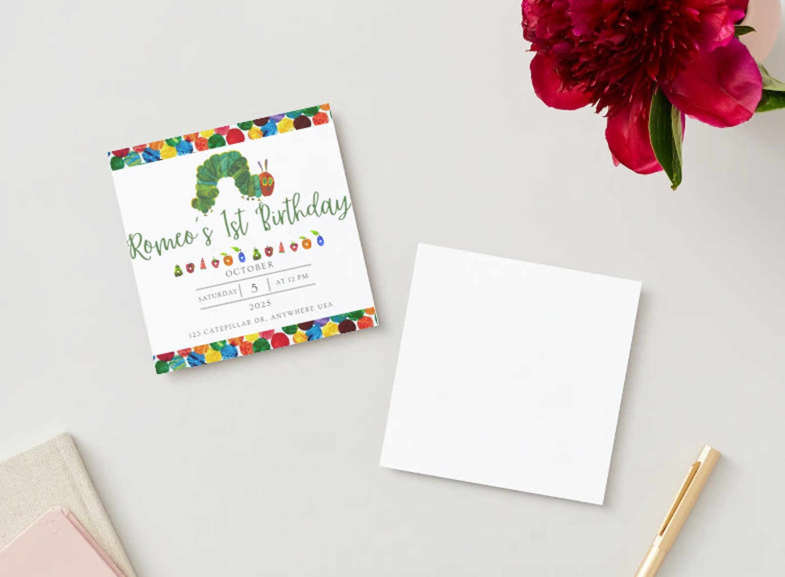 Very Hungry Caterpillar Invitation (editable on Canva) - Etsy
