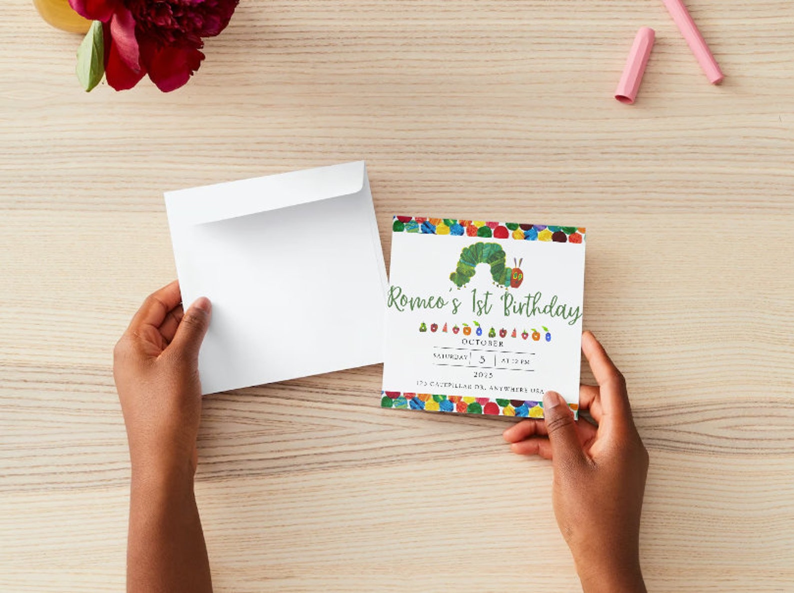 Very Hungry Caterpillar Invitation (editable on Canva) - Etsy