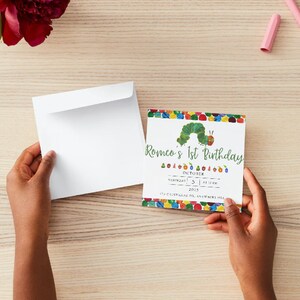 Very Hungry Caterpillar Invitation (editable on Canva) - Etsy