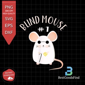 Blind Mouse #1 Cute Cartoon Illustration - Animal Art for Kids PNG - Etsy