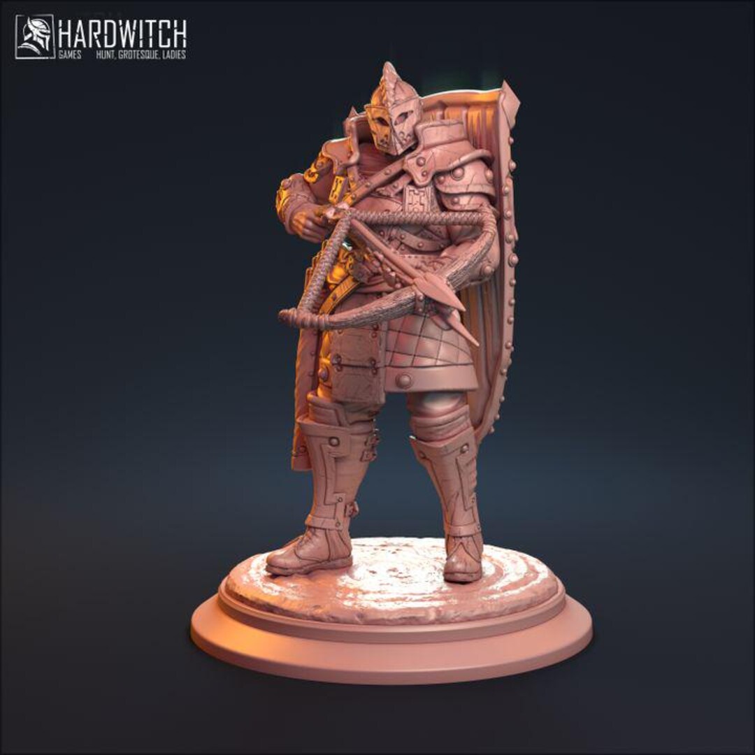 Gallat Human Warrior Figurine - Crossbow Shooter - 3D Resin Miniature ...