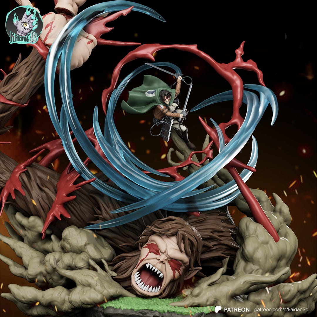 Levi Vs. Beast Titan Figure - Epic Diorama - Attack on Titan - 3D Resin ...