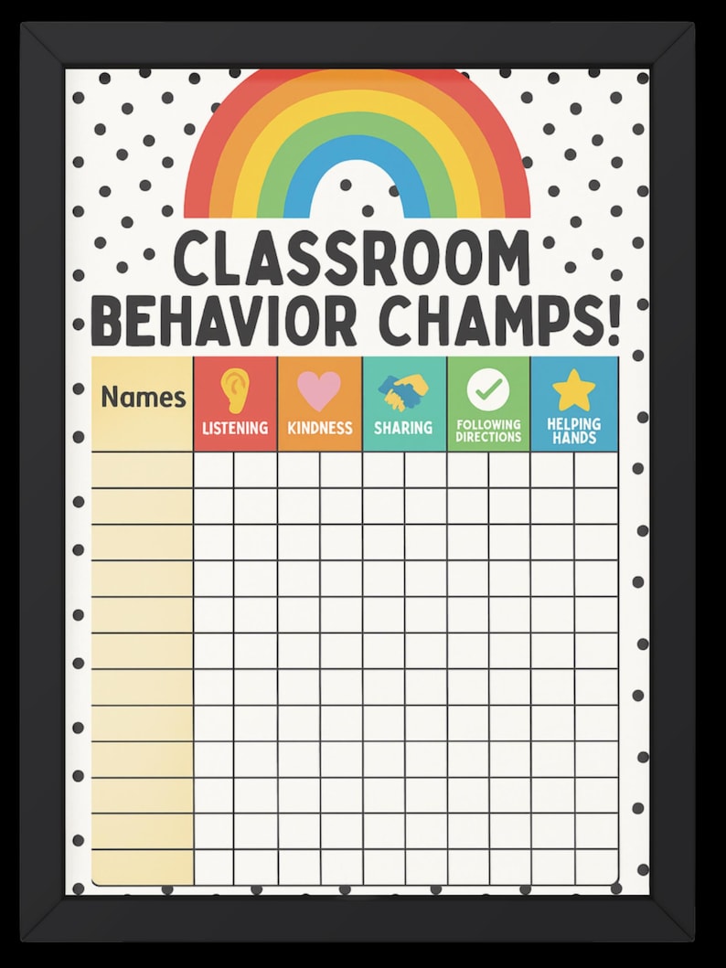 Rainbow Classroom Behavior Chart | Digital Download | Teacher Resource ...