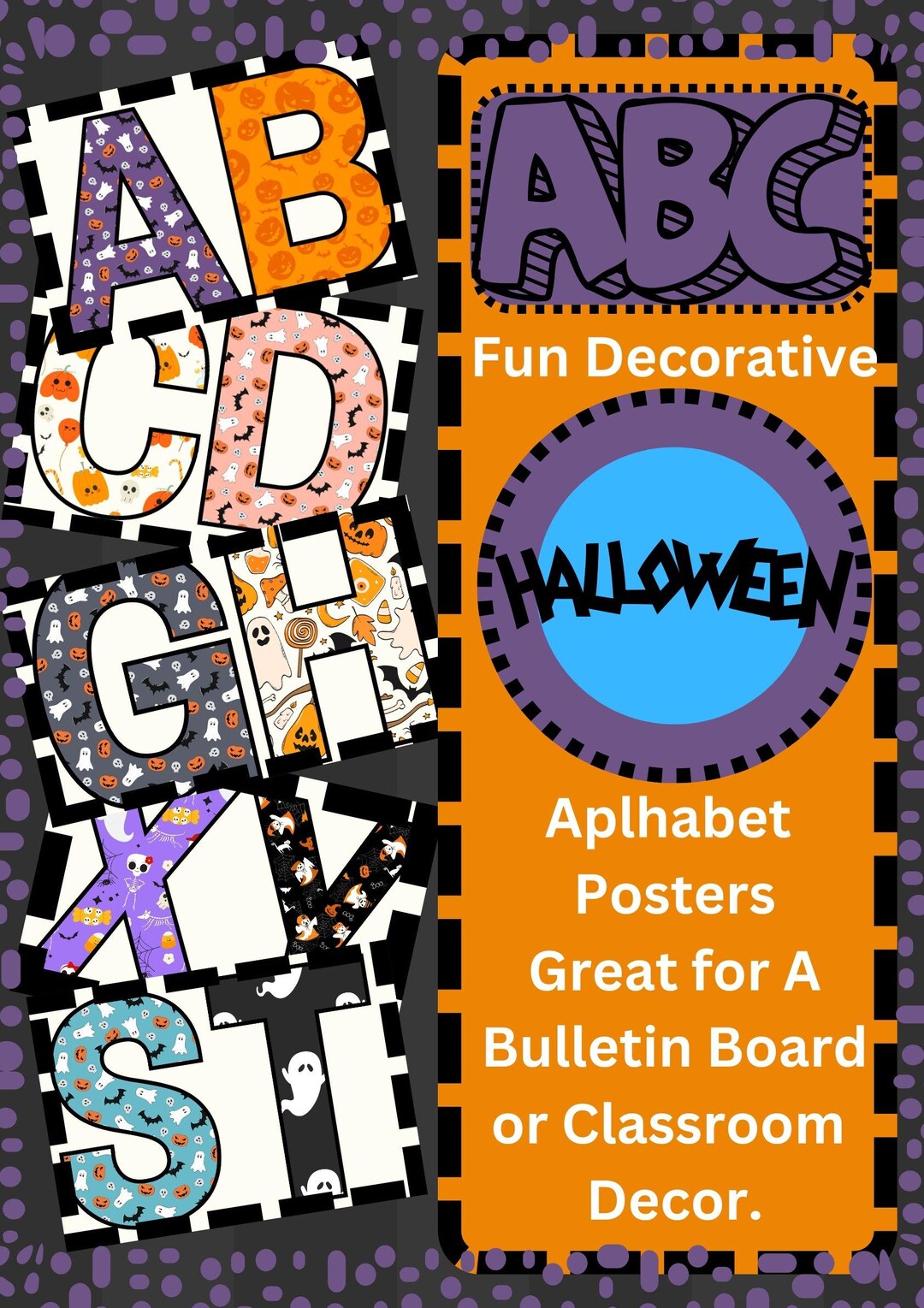 Halloween Alphabet Poster Set: Spooky ABC Wall Art (digital Download ...