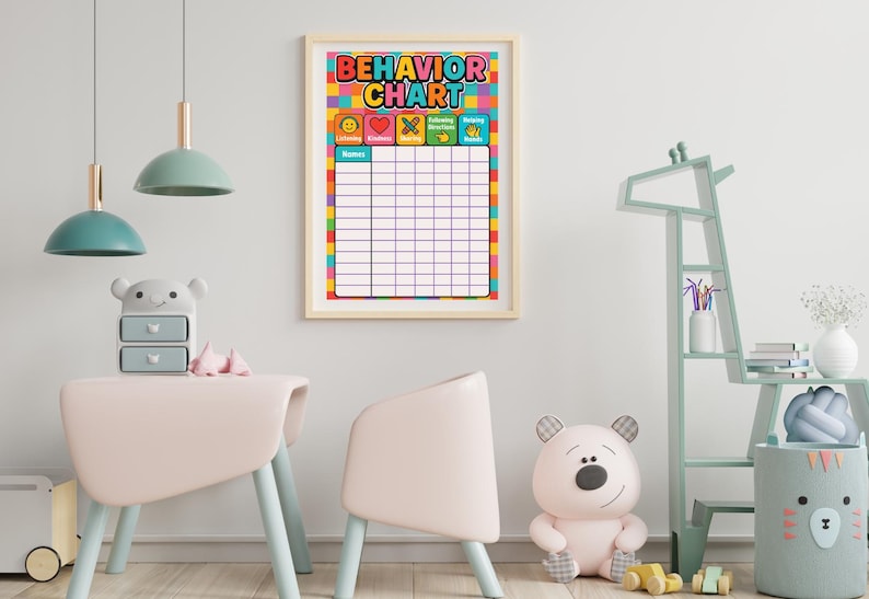 Classroom Behavior Chart | Rainbow Checker Digital Download | Teacher ...