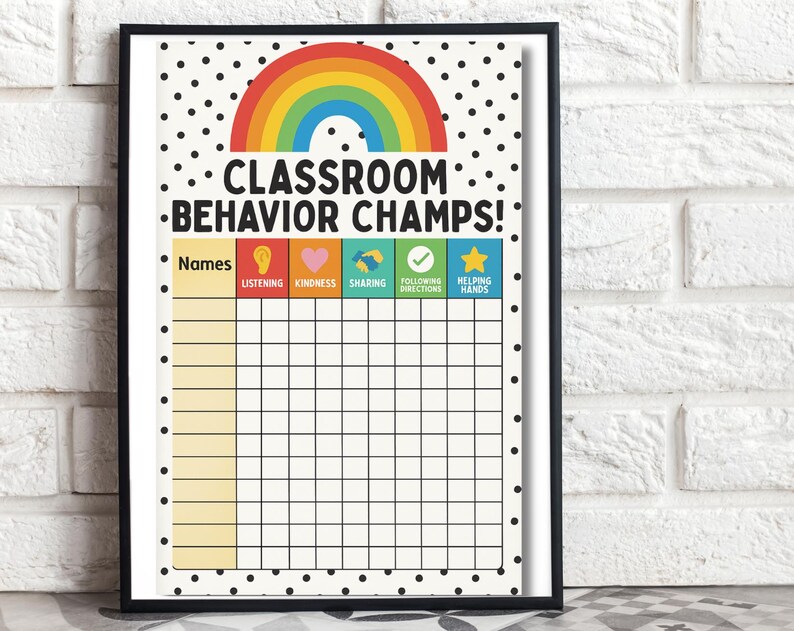 Rainbow Classroom Behavior Chart | Digital Download | Teacher Resource ...