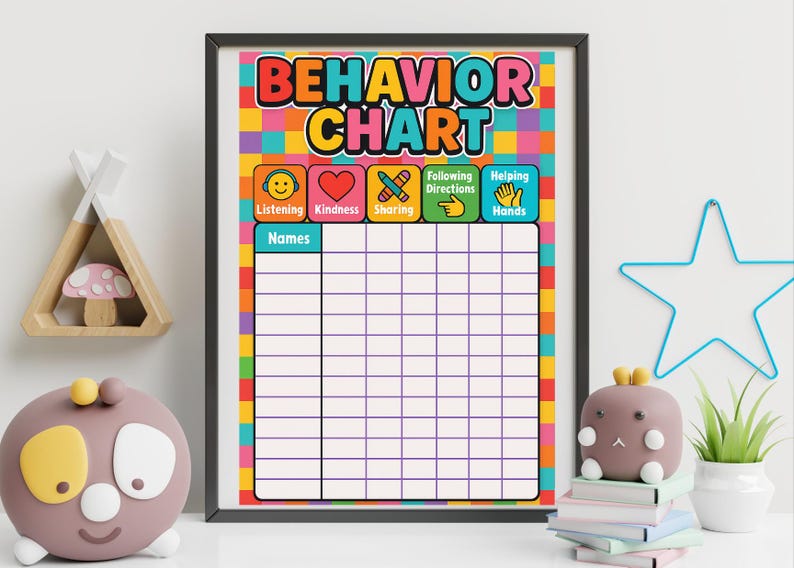Classroom Behavior Chart | Rainbow Checker Digital Download | Teacher ...