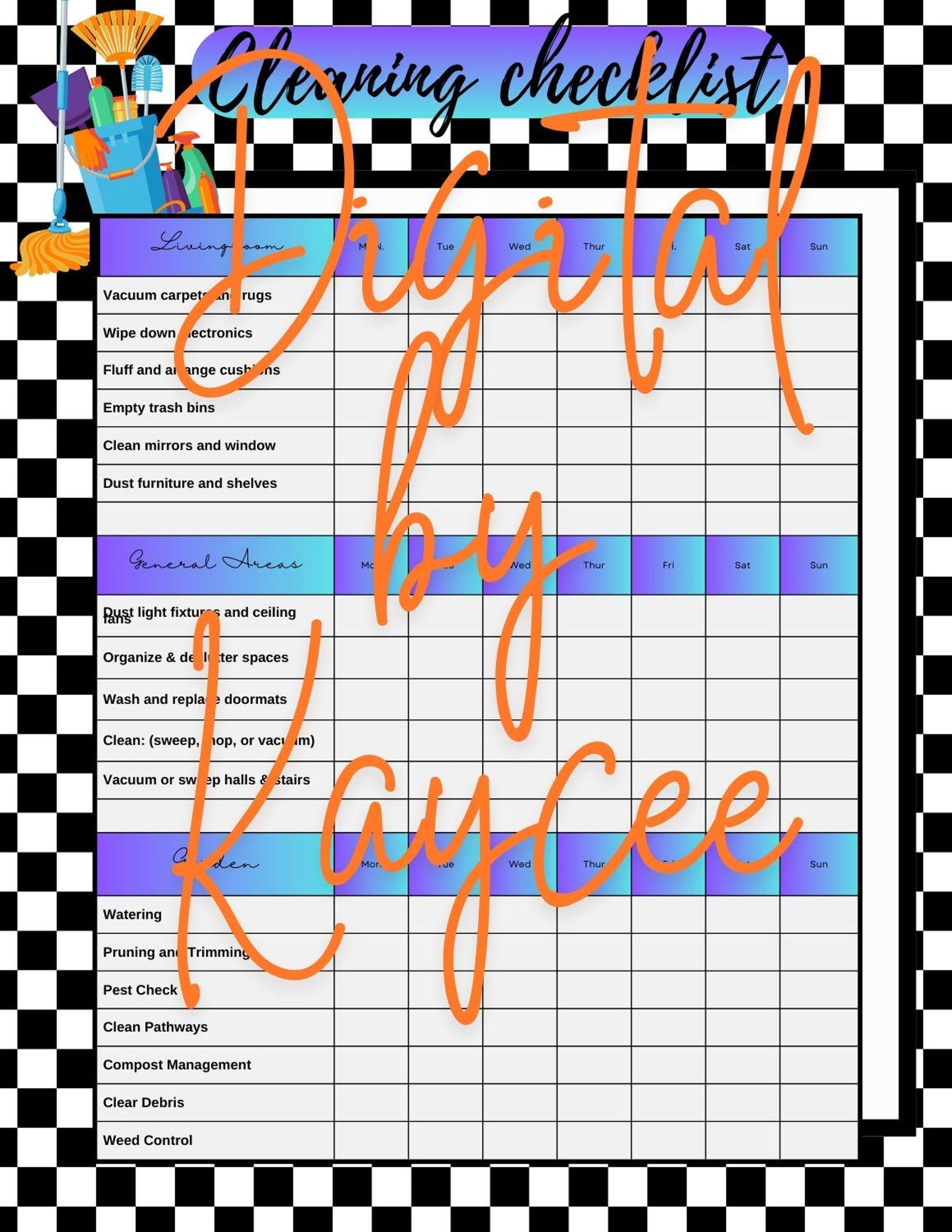 Modern 2025 Checker Print Planner, Budget Tracker, Fitness Log ...