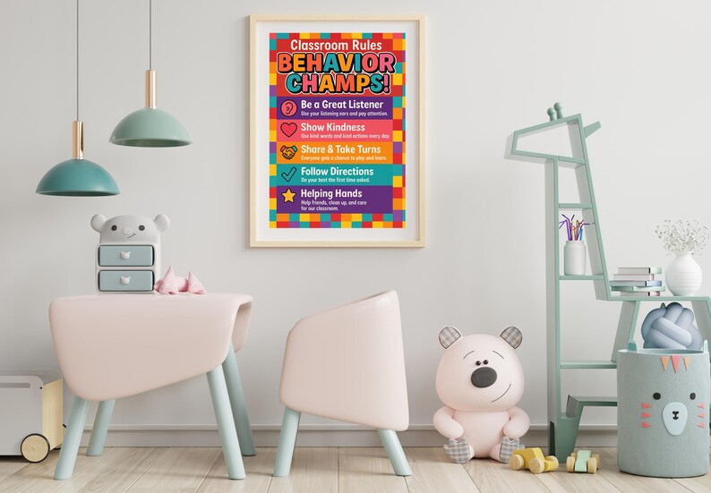 Classroom Rules Poster Checker Rainbow | Digital Download | Teacher's ...