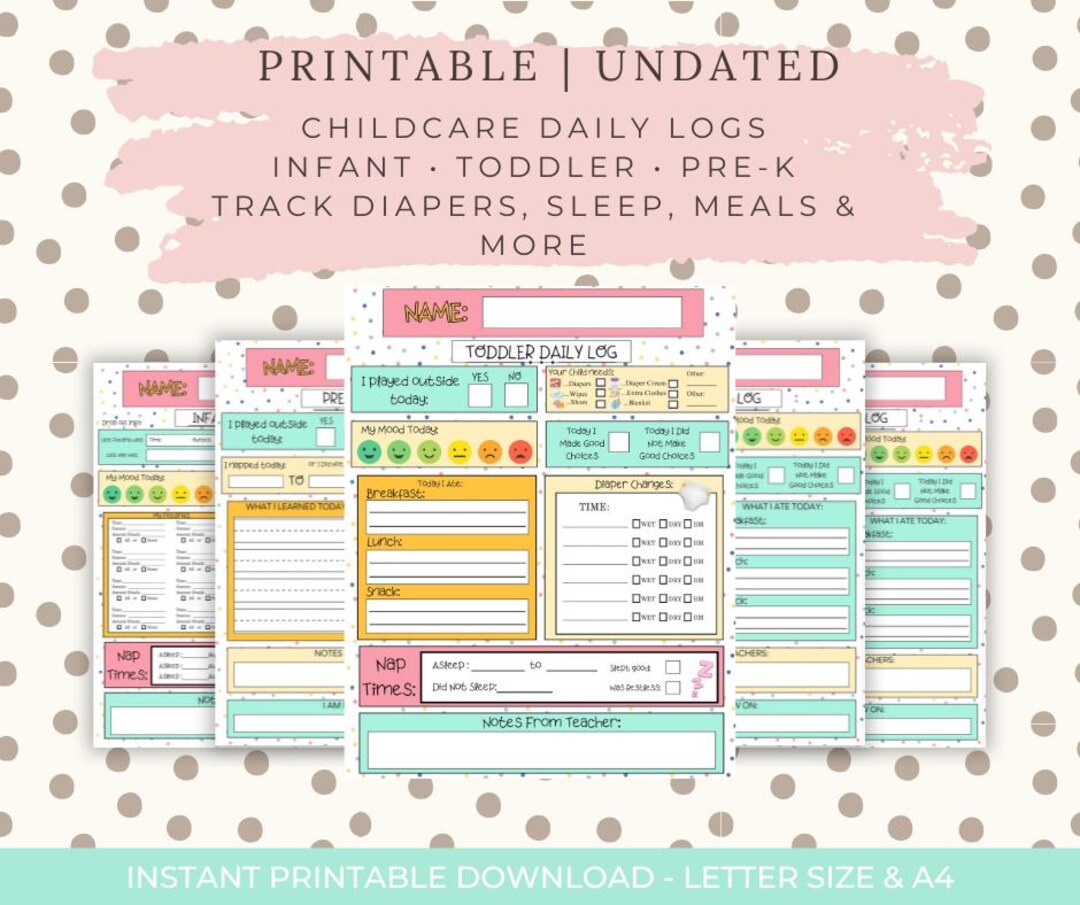 Daycare Daily Log Bundle | Infant & Toddler Tracker | Digital Download ...
