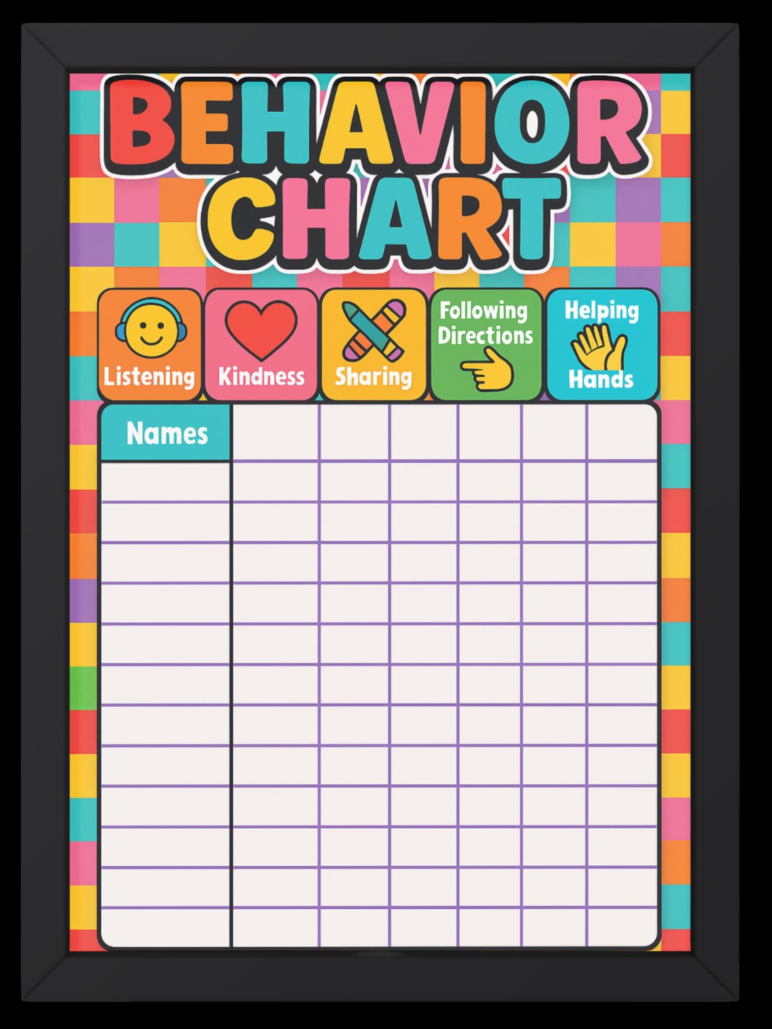 Classroom Behavior Chart | Rainbow Checker Digital Download | Teacher ...