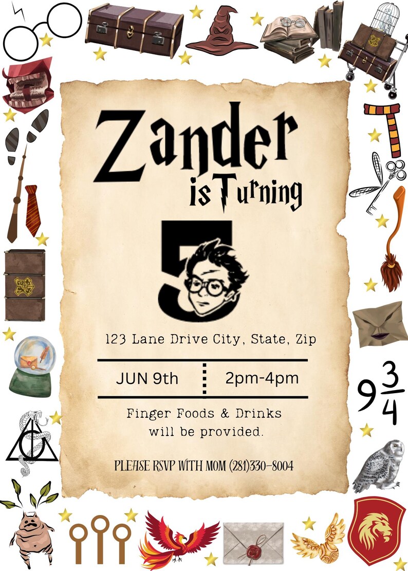 Harry Potter Birthday Invitation: Editable Wizard Party Invite (digital ...