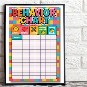Classroom Behavior Chart | Rainbow Checker Digital Download | Teacher ...
