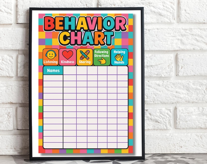 Classroom Behavior Chart | Rainbow Checker Digital Download | Teacher ...