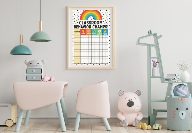 Rainbow Classroom Behavior Chart | Digital Download | Teacher Resource ...