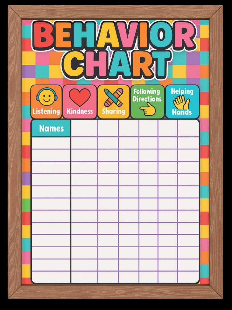 Classroom Behavior Chart | Rainbow Checker Digital Download | Teacher ...