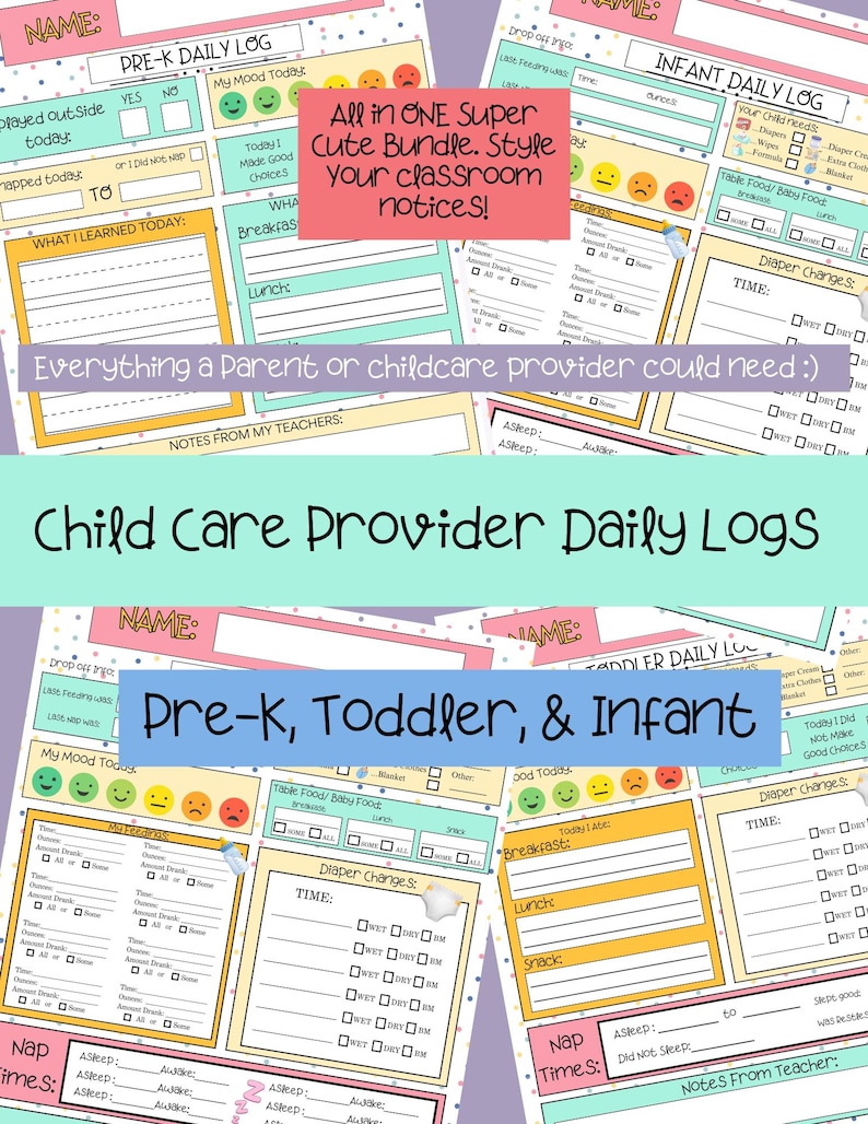 Daycare Daily Log Bundle | Infant & Toddler Tracker | Digital Download ...