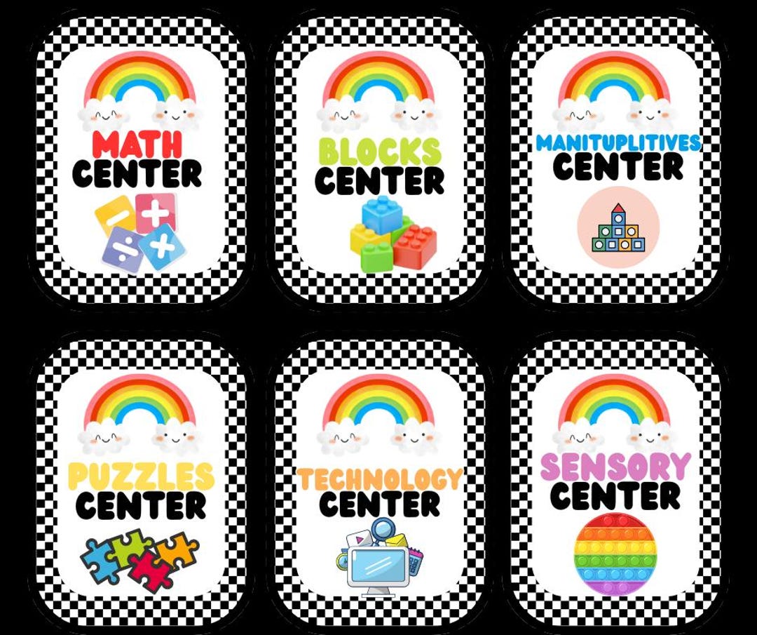 Rainbow Checker Classroom Labels: Teacher Resource, DIY Decor (digital ...