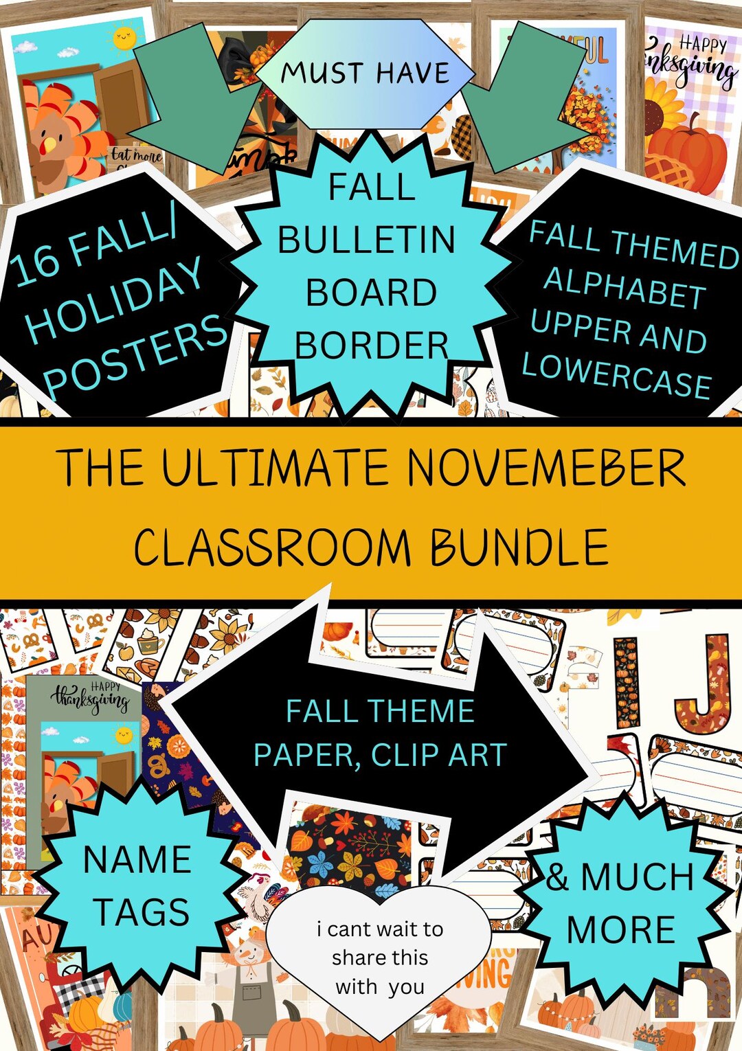 November Classroom Decoration Bundle, Digital Download, Thanksgiving ...