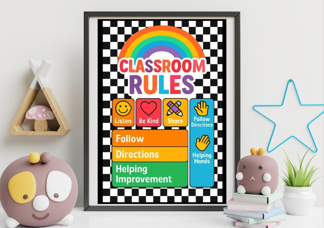 Checker Print Class Rules Poster | Digital Download | Classroom Art ...