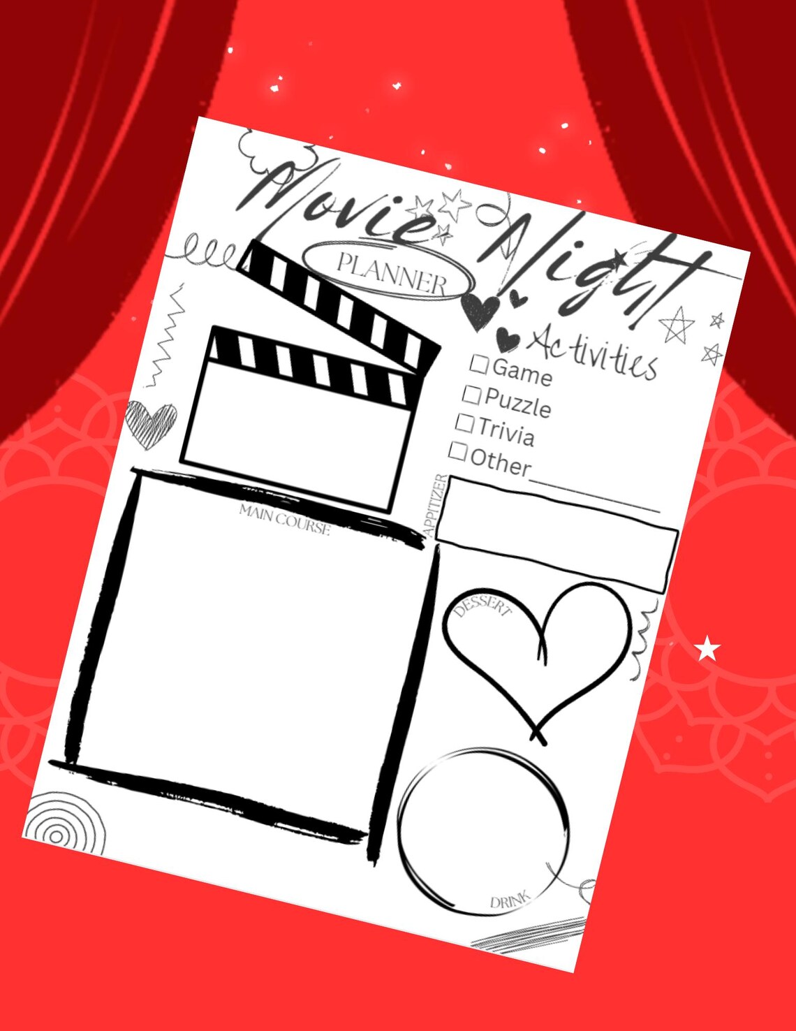 Movie Night Planner Printable - Etsy