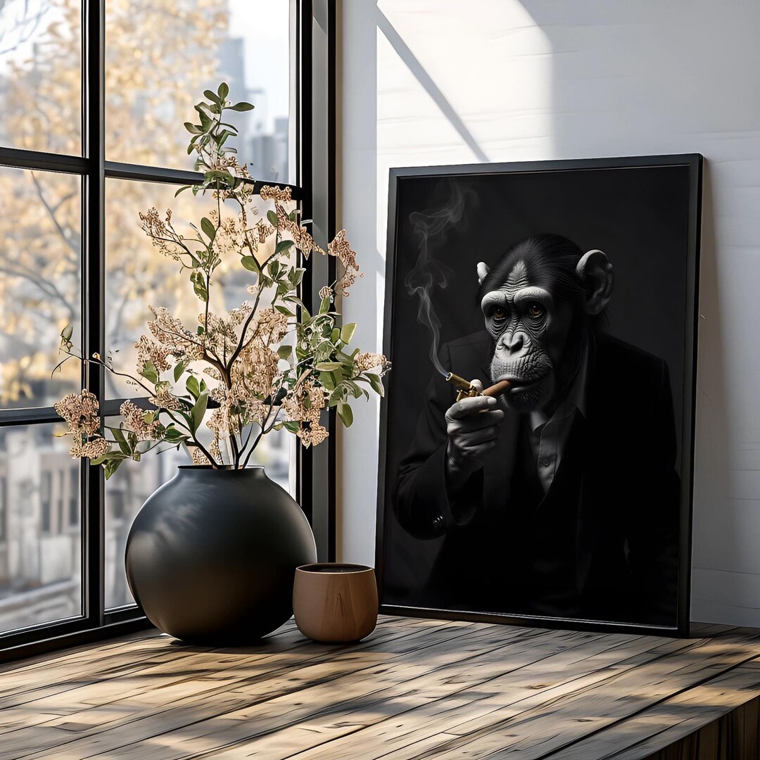 Ape Scarface Edition Art Piece, Living Room Animal Wall Art, Vertical ...